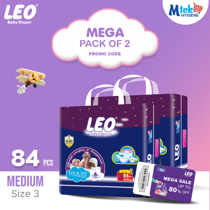 Leo Mega Baby Diaper (Pack of 2) + Promocode – Mtek Hygiene Mart